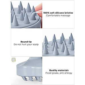 HEETA Scalp Massager Shampoo Brush, Hair Scalp Scrubber with Soft Silicone Bristle for Hair Growth, Upgraded Scalp Brush for Dandruff, Scalp Exfoliator for Women Men Pet Wet Dry Hair (Gray)
