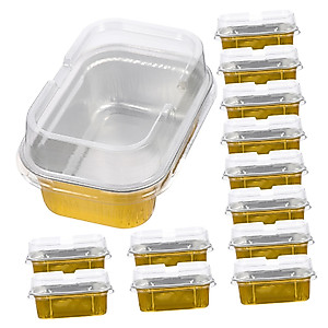 100 Pcs Aluminum Foil Cake Box Fruit Container Aluminum Pie Pans Reusable Foil Pans Foil Pans with Lids To Go Food Containers with Lids Package Cake Container Portable re-usable