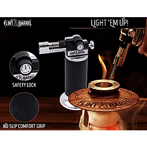 Flint & Barrel Cocktail Smoker Kit with Torch and Wood Chips, 4 Flavors - Old Fashioned Smoker Kit, Bourbon & Whiskey Drink Smoker Infuser Kit - Whiskey Gifts for Men, Dad, Husband (No Butane)