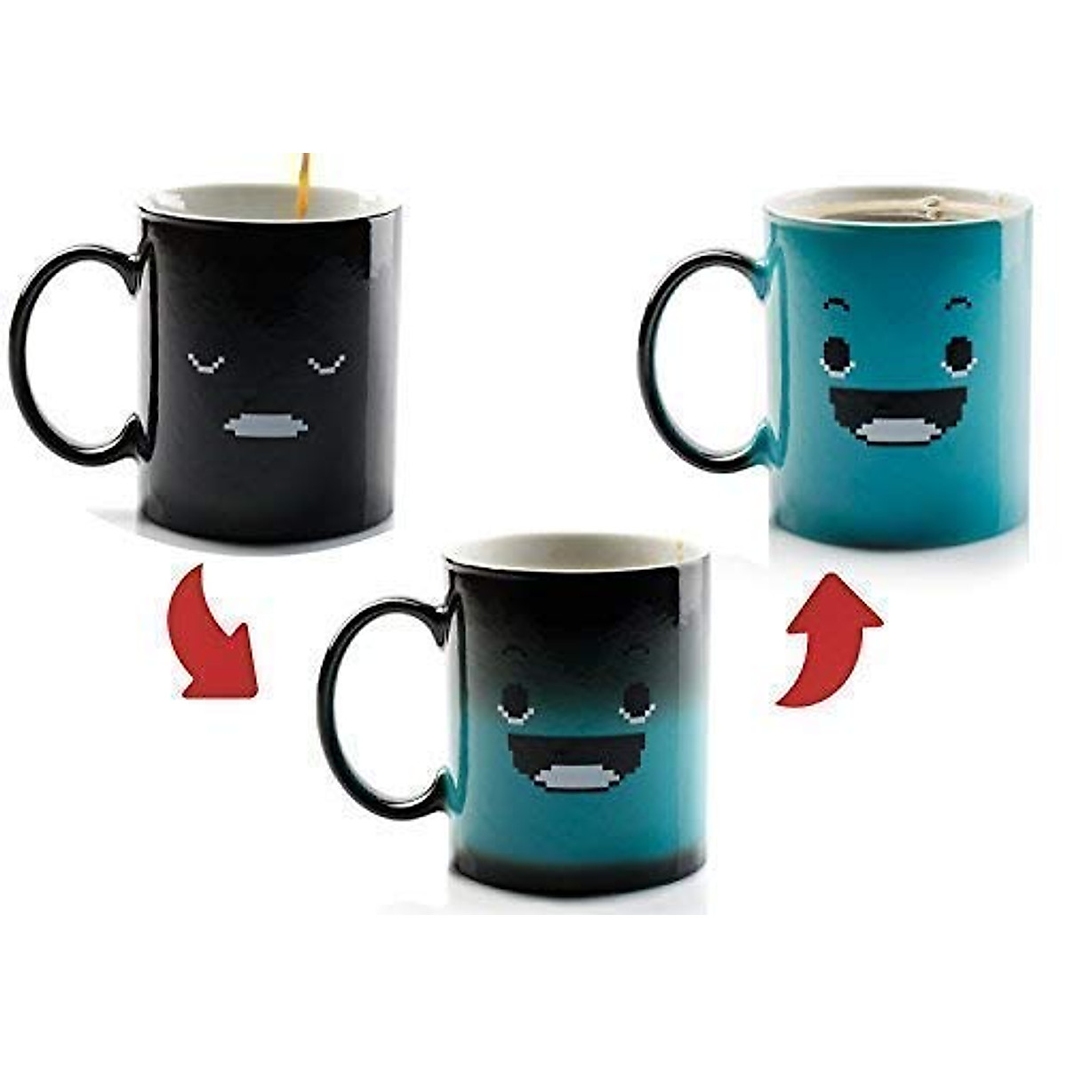InGwest. Morning Coffee Mug. 11 ounce. Changing Color Mug for you and your friend. Ceramic Heat Sensitive Color Changing Coffee Mug. Novelty Heat Sensitive Mug With Funny Smile