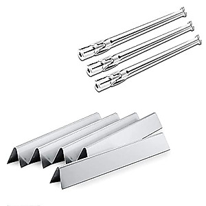 GRISUN Burner and Flavor Bar for for Weber Genesis 300 Gas Grills (with Front Control Knobs)