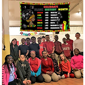 Black History Month Backdrop, 71"X43" Black History Month Banner Black History Month Bulletin Board Decorations for Classroom African American Celebration Decoration and Supplies