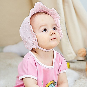 Keepersheep Infant Baby Girls' Bonnet Hat Cap, Cotton Flower Print Embroidery Bonnet(12-18 Months, White)