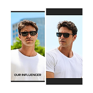 BIRCEN Mens Sunglasses Polarized UV Protection: Classic Shades for Men Driving Fishing with Al-Mg Metal Frame