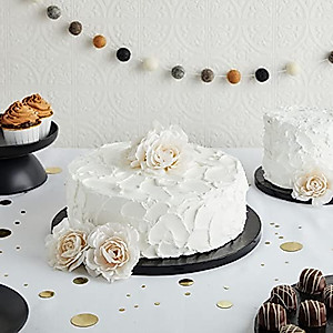 8" 10" 12" Black Cake Drum Set for Baking Supplies, Round Cake Boards for Desserts (6 Pack)