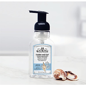 J.R. Watkins Foaming Hand Soap with Pump Dispenser, Moisturizing Foam Hand Wash, All Natural, Alcohol-Free, Cruelty-Free, USA Made, Ocean Breeze, 9 fl oz, 3 Pack