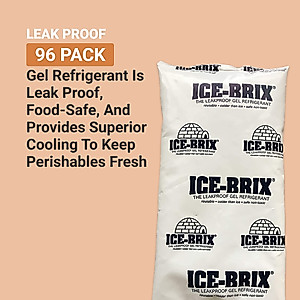 AVIDITI Ice-Brix Ice Packs: Food-Safe Reusable Refrigerant Gel Ice Packs for Instant Reliable Cold in Coolers, Shipping, or Lunch Box - 5” x 2 ¾”, (96 Pack)
