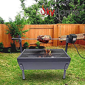 Skyflame Universal Replacement Stainless Steel BBQ Grill Electric Rotisserie Motor with Water Proof On/Off Switch - 6 watt 50 lb. Load Black