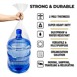 [ 10 COUNT ] 40x60 inches Clear Giant Size Jumbo Big Storage Bags for Covering & Protecting Big Items from Dust, Moisture, Water Damage; Fits Bulky Toys, Outdoor Seasonal Furniture, Home or Office Appliances, Luggage, Quilts, Comforters