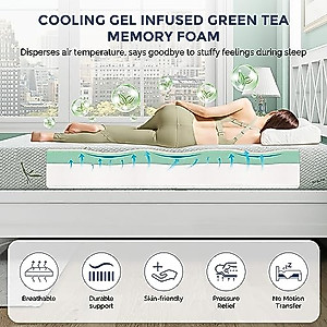 IULULU King Mattress 10 inch Bamboo King Size Memory Foam Mattress in a Box Bed Mattress Cool Gel Mattresses King Medium Firm, CertiPUR-US,Green