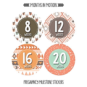 Months in Motion Pregnancy Weekly Belly Growth Stickers - Baby Bump Belly Stickers - Maternity Week Sticker - Pregnant Expecting Photo Prop Keepsake - Expectant Mom Gift - Style 916
