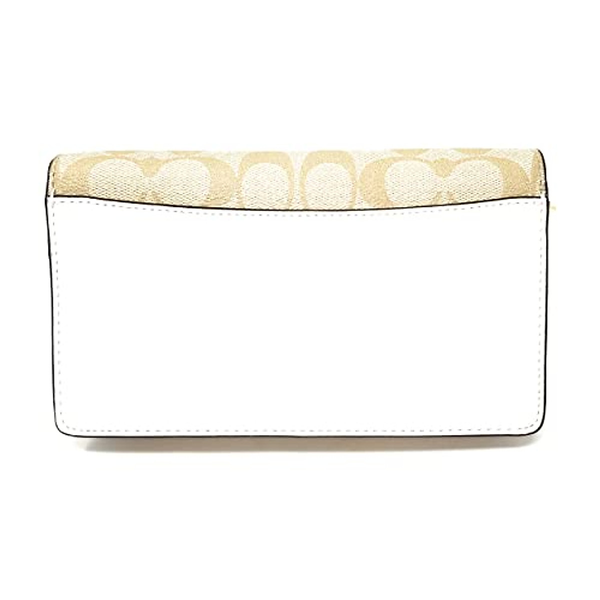 Coach Women's Anna Foldover Clutch Crossbody Bag (Signature Canvas - Light Khaki - Chalk)