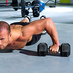 WF Athletic Supply 5-25Lb Rubber Coated Hex Dumbbell Set with Two Tier Storage Rack Non-Slip Hex Shape for Muscle Toning, Strength Building & Weight Loss, White Rack, Straight Handle