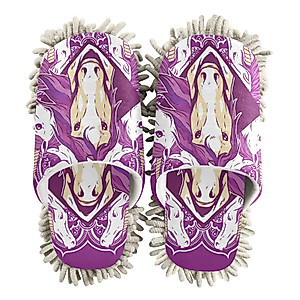 Unicorn Mandala Mop Slippers Shoes Cover for Floor Cleaning Washable Dust Hair Dirty Cleaners Microfiber Mop Socks for Office House Kitchen