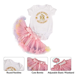 HOSUKKO Princess Half Birthday Outfit Baby Girl, Premium 1/2 Birthday Outfit Girl, Infant Cake Smash Outfits for 6 Months Girls (Short Sleeve, 5PCS)