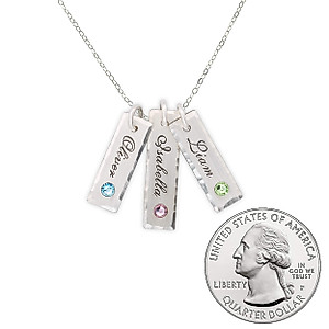Unity in Three with Swarovski Setting Personalized Charm Necklace. Customized Pendants with Names of Your Choice. Choose Up to 3 Birthstones, and 925 Chain. Gifts for Her