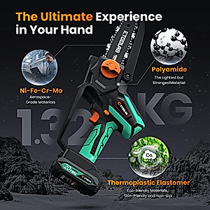 ETOOLAB [Ultimate Safety] Mini Chainsaw Set, 580W Easy Cutting Power, Patent Chain Design, Electric Cordless Handheld Chain Saw [Include 2 Lithium Batteries, 2 Exclusive Chains to Replace]