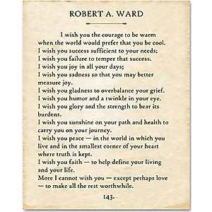 Robert Ward - I Wish You The Courage - Vintage Book Page Art Decor, School and Library Accessories, Inspirational Quote and Great for Classic Literature Book Lovers, 11x14 Unframed Print Poster