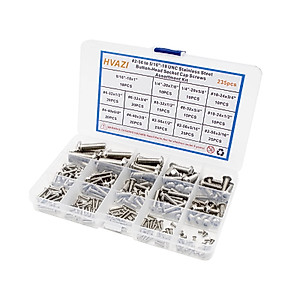 HVAZI #2-56 to 5/16"-18 UNC Stainless Steel Button-Head Socket Cap Screws Assortment Kit