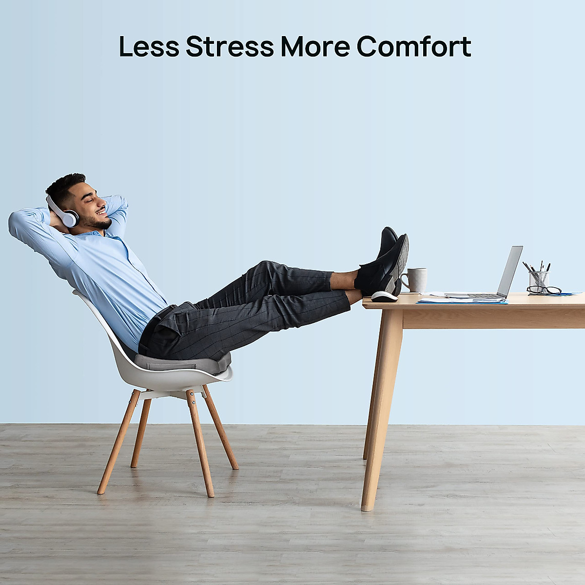 Evajoy Seat Cushion for Office Chair, Memory Foam Cushion with Ergonomic Design, Carrying Handle, Non-Slip Butt Pillow for Lower Back, Coccyx, Sciatica, Tailbone Pain Relief