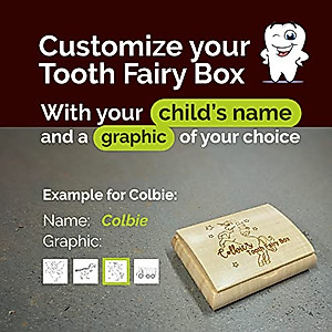 Mikutowski Woodworking Name Customized Tooth Fairy Box for Boys and Girls - Made in USA Customized Baby Teeth Keepsake Wooden Holder for Kids Tooth - Shower Birthday Gift Idea (TFB-01)