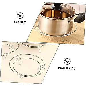 Mobestech Stainless Steel Pot Rack Desktop Tripod Heavy Duty Tripod Stainless Steel Saute Pan Wok Ring for Gas Stove Korean Pot Wok Ring for Electric Stove Stainless Steel Silver Pan Rack