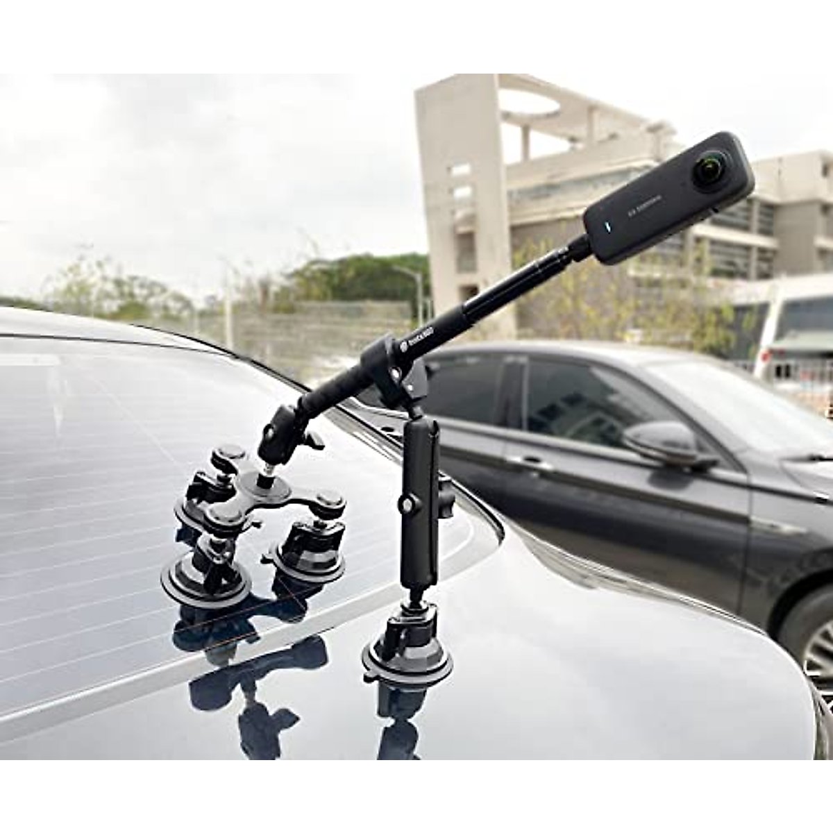 Fotoleey Suction Car Mount for Insta360 x3, x2, One RS Compatible with GoPro Hero 11, Hero 10, Hero 9, Max —Camera Triple Suction Mount Kit for Action Cameras (Stick is Not Included)