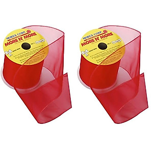 Morex Ribbon Wired 4-Inch Chiffon Ribbon with 10-Yard Spool, Red (Pack of 2)