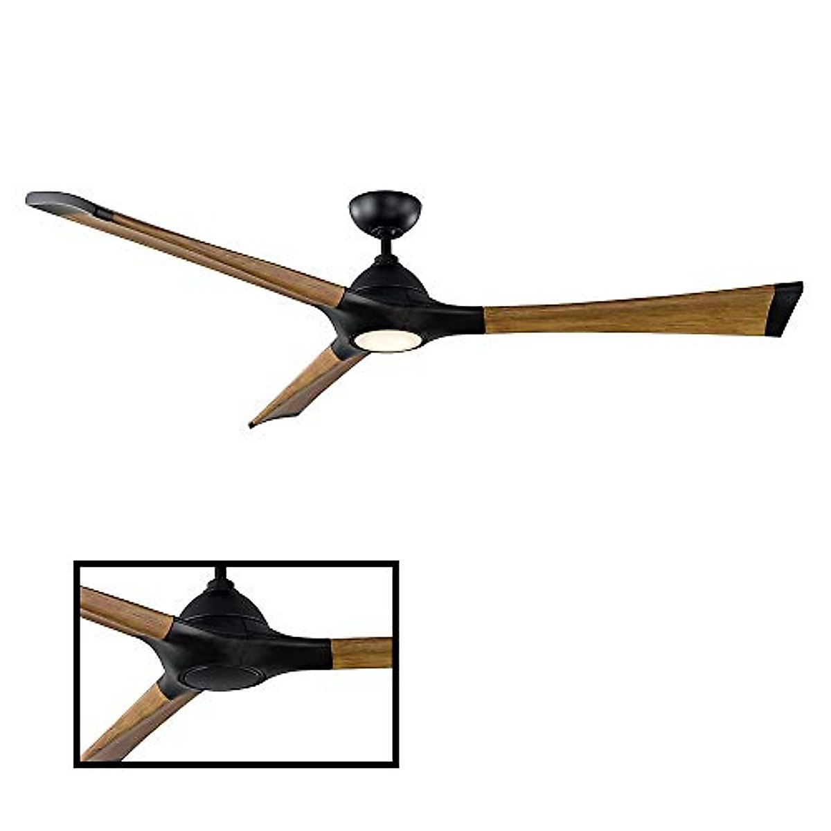 Woody Smart Indoor and Outdoor 3-Blade Ceiling Fan 72in Matte Black Distressed Koa with 2700K LED Light Kit and Wall Control works with Alexa, Google Assistant, Samsung Things, and iOS or Android App