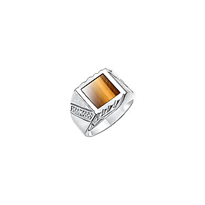 Rylos Designer Ring With Diamonds and Tiger Eye Set in Sterling Silver Silver Size 9