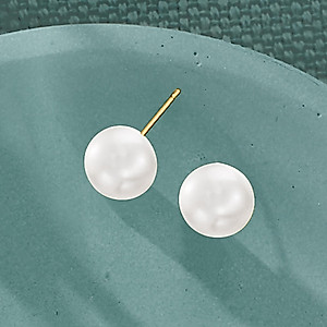Ross-Simons 8-9mm Cultured Pearl Stud Earrings in 14kt Yellow Gold