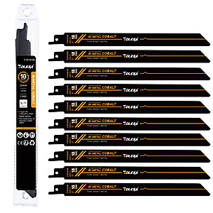 TOLESA 9 Inch Sawzall Blades Metal 10 Pack, 18 TPI Bi-Metal Reciprocating Saw Blades for Metal Pipes, Metal Profiles, Medium & Thin Sheet Metal Cutting