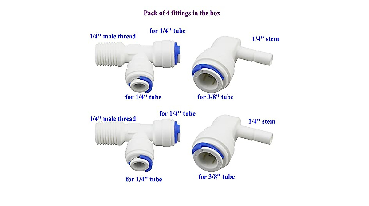 Quick Connect Fittings for RO Systems - Pack of 4