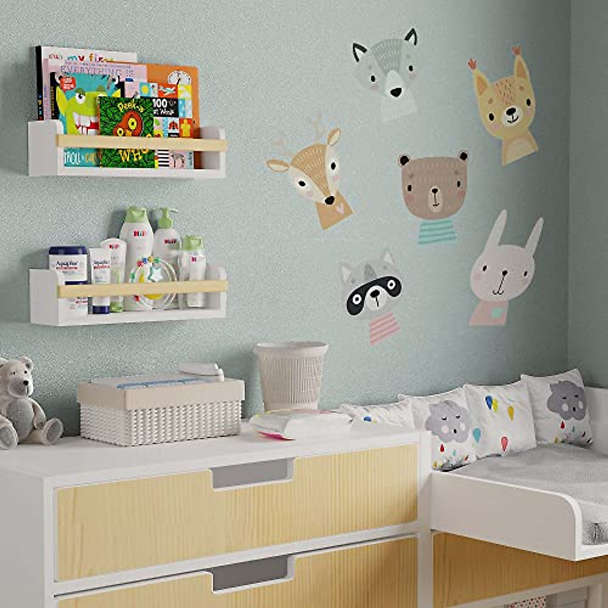 Wallniture Florida Floating Shelves for Kids Room Decor, Kids Bookshelf, Nursery Decor Wood Shelf for Wall Set of 2, White