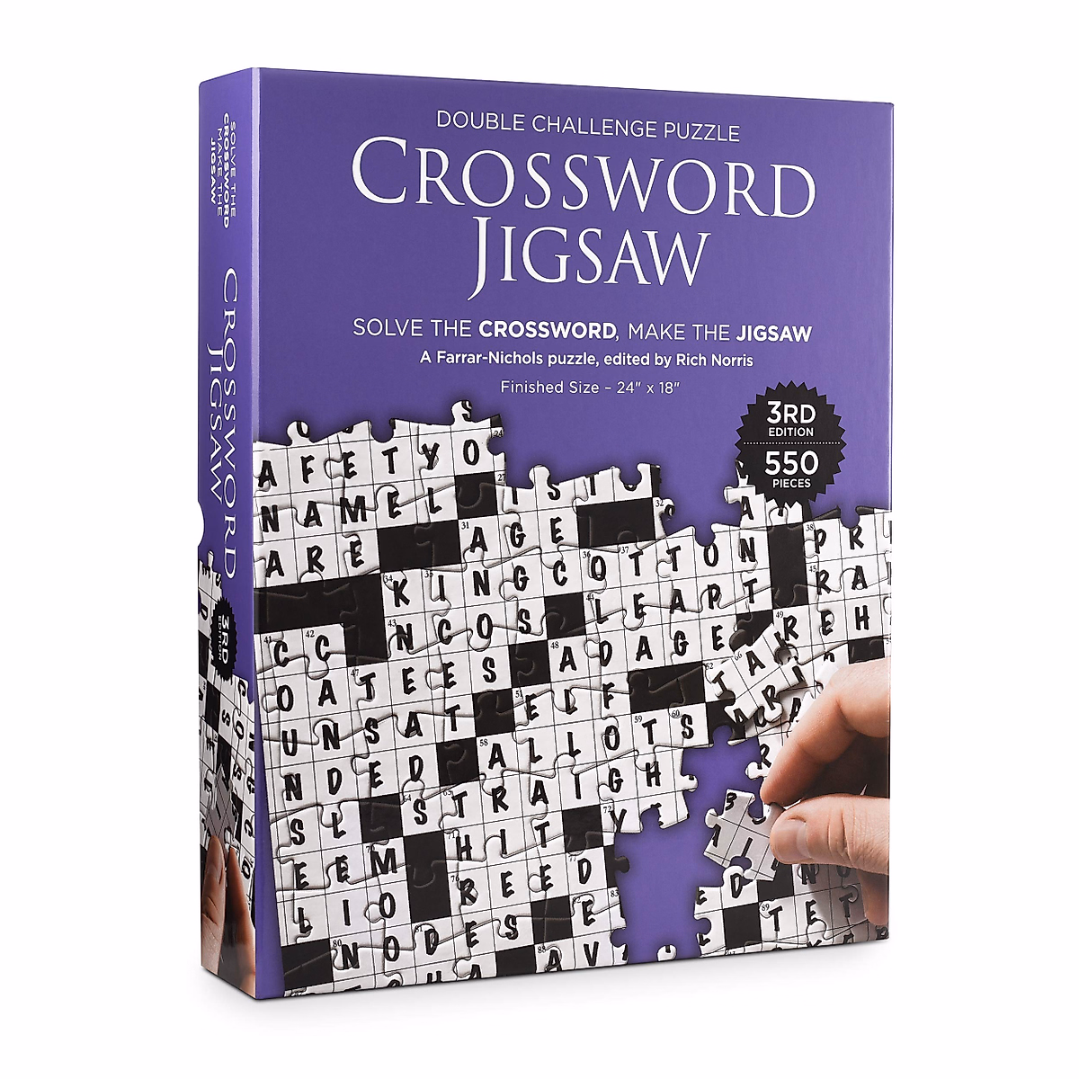 Dual Challenge Crossword Jigsaw Puzzle 3rd Edition - 550 Piece Board Game for Adults Families - Educational Interactive Brain Building