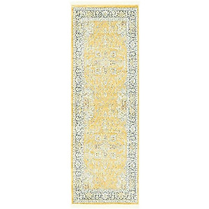 Unique Loom Baracoa Collection Area Rug - Prado (2' 2" x 6' 1" Runner, Yellow/ Ivory)