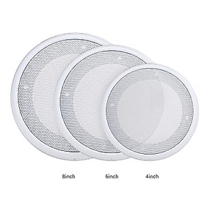 Facmogu 2PCS 8in White Ceiling Speaker Covers, Surface Mount Speaker Grill Mesh Round Speaker Grille Woofer Car Speaker Grill Cover Guard Protector Replacement Round Metal Grills