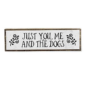 Just You Me and The Dogs - Handmade Metal Wood Sign – Cute Rustic Wall Decor Art – Dog Signs - Farmhouse Decorations – Dog Decor, Dog Gifts for Dog Lovers