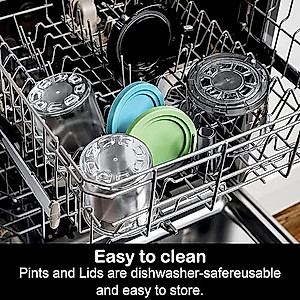 AZLESLOG 16 oz. Containers | Extra Replacement Pints and Lids - Compatible with NC300, NC301,CN305A, NC299AM Series Ice Cream Makers, Airtight and Dishwasher Safe (Pink+Blue+Green+Grey-4 Pack)