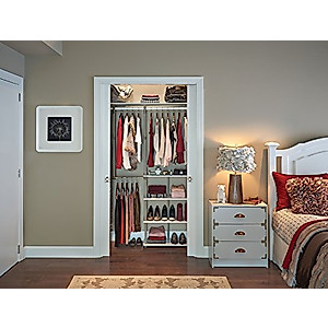 ClosetMaid 55300 Closet Maximizer with (4) Shelves & Double Hang Rod, Tool Free Add On Unit, White Finish,11.6 x 53 x 74 inches