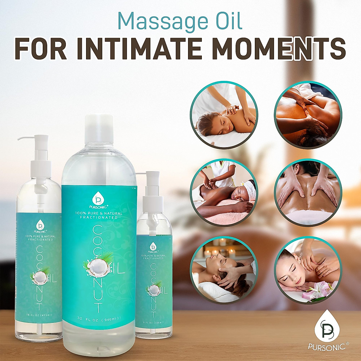 Pursonic Pure Unscented Fractionated Coconut Oil - 16 Oz Multipurpose Oil for Skin, Hair, Body Massage & Makeup Removal - Carrier Oil for Essential Oils and Aromatherapy