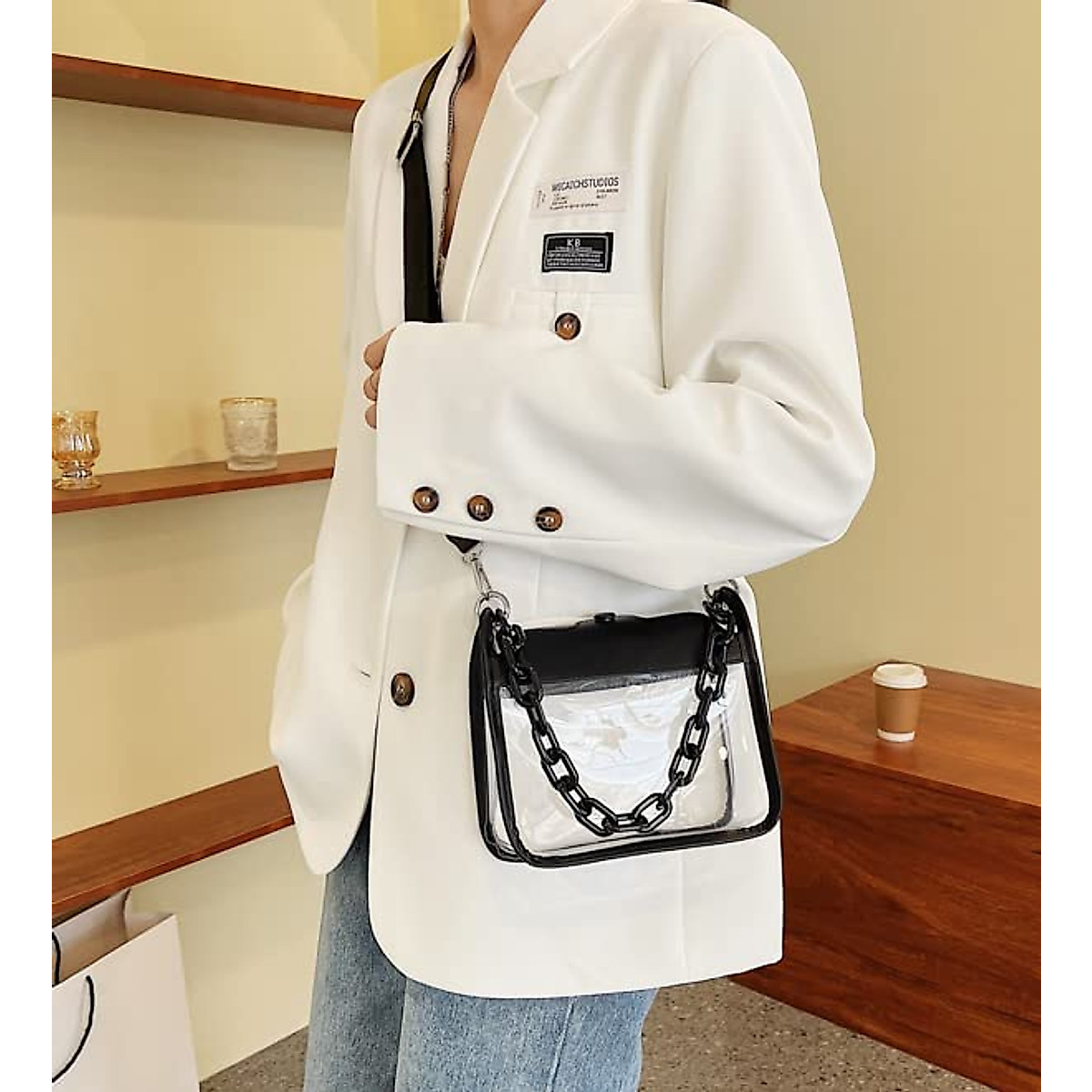 Clear Bag for Women Clear Crossbody Bag Clear Purse Stadium Approved Clear Shoulder Bag Satchel Hobo Bag Gift