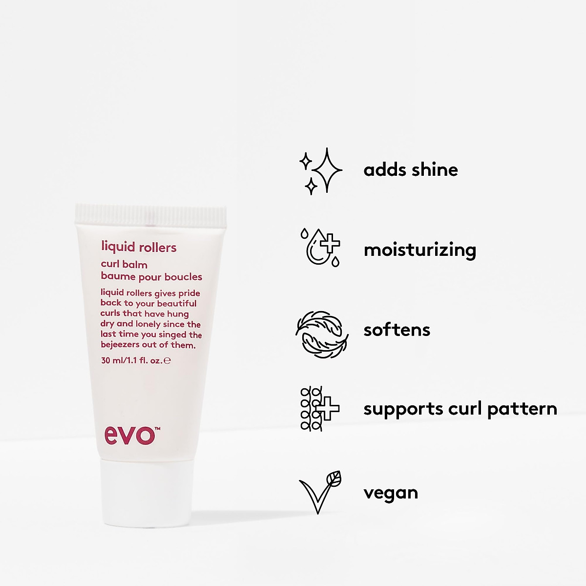 evo Liquid Rollers Curl Balm - Hair Styling Balm - Enhances Natural Curls, Protects Frizz & Improves Overall Condition
