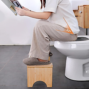 iFedio Toilet Stool, Poop Stool,Bamboo 7 Inch Toilet Potty Stool, Foldable Squat Stool Potty with Anti Slip Layer,Toilet Stool Squat Adult