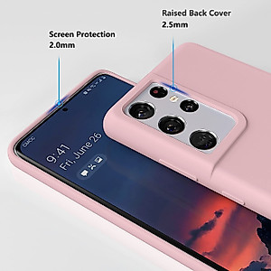 E Segoi Samsung Galaxy S21 Ultra Case, Liquid Silicone Gel Rubber Shockproof Case Soft Microfiber Cloth Lining Cushion Compatible with Galaxy S21 Ultra 5G 6.8 inch (Pink Sand)