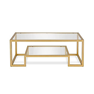 Henn&Hart 45" Wide Rectangular Coffee Table in Brass, Modern coffee tables for living room, studio apartment essentials