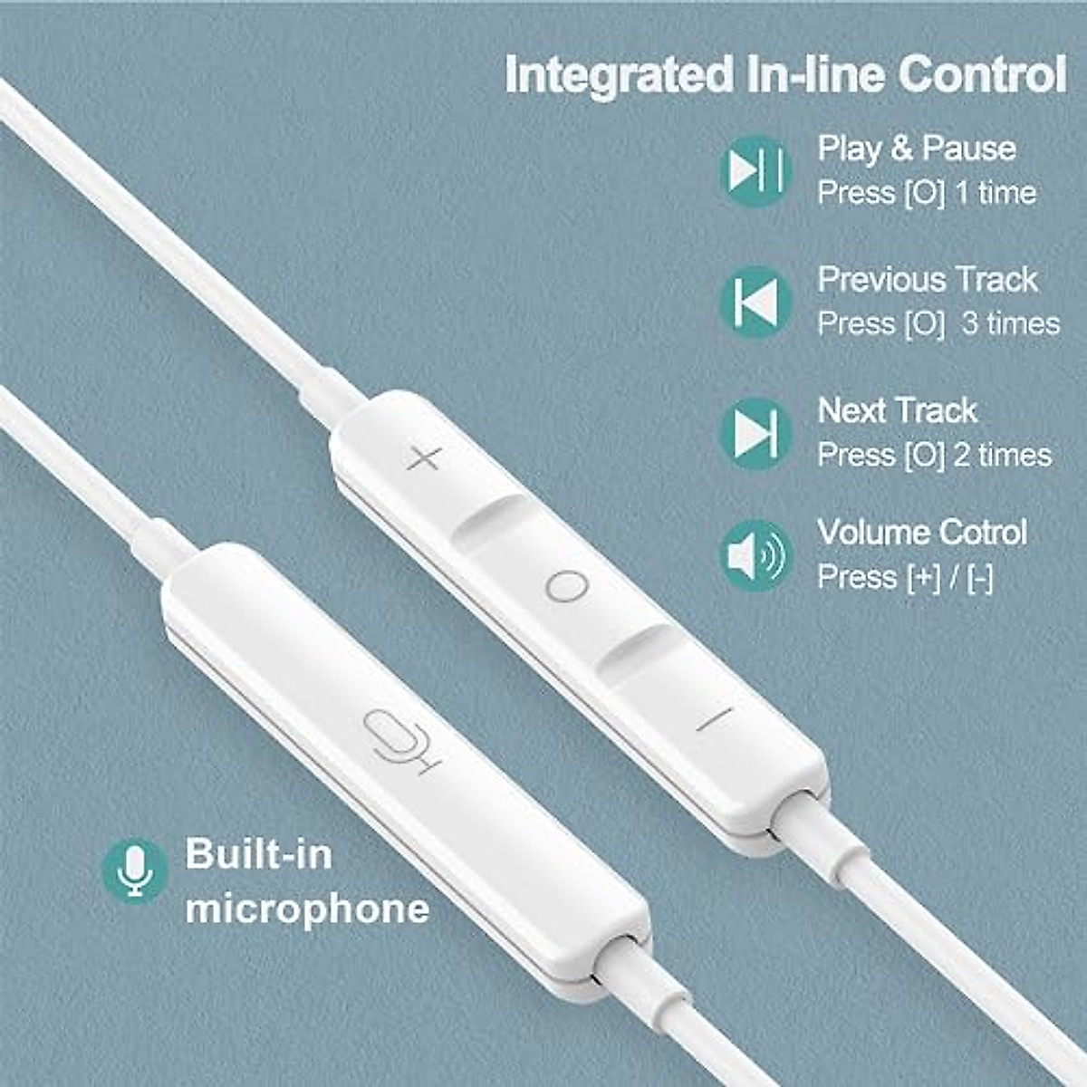 DUKABEL USB In-ear Headphones, USB PC Earbuds with Noise Cancellation for PC/PS4/PS5, White Gaming Earphone Headset with Microphone for Live Conference, Video Calls, Broadcasting, On-line Work