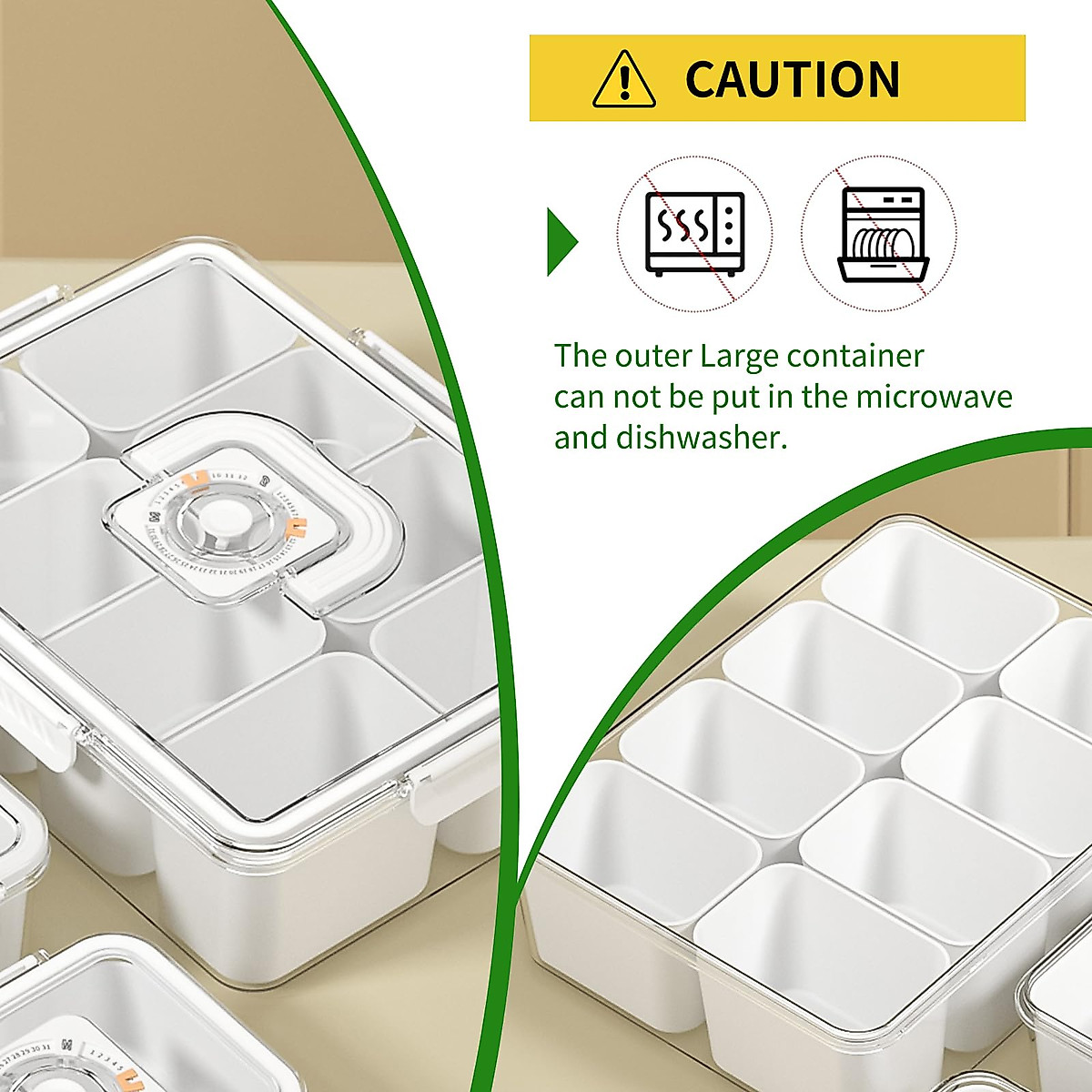 DIY Food Storage Containers, Organizer Boxes with Lids for Vegetables, Fruits, Herbs, Spices, Nuts, Seeds