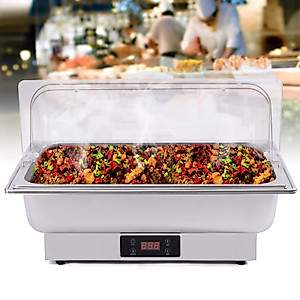 PIAOCAIYIN Chafing Dish Buffet Set, 110V 14QT Electric Chafing Dish, Stainless Steel Buffet Servers and Warmers, 86-194℉ Temperature Adjustment, 1 Food Trays, Chafers for Catering/Buffets/Parties