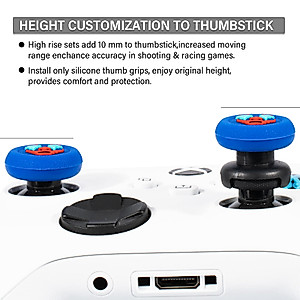 Playrealm FPS Thumbstick Extender &Texture Rubber Silicone Grip Cover 4 Sets for Xbox Series X/S & Xbox One Controller(Joker Red+Blue)